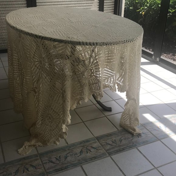 Dining | Handmade Cream Colored Crochet Table Cloth | Poshmark